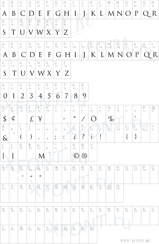 Trajan-Normal | XFont.ru - шрифты, скачать шрифт бесплатно