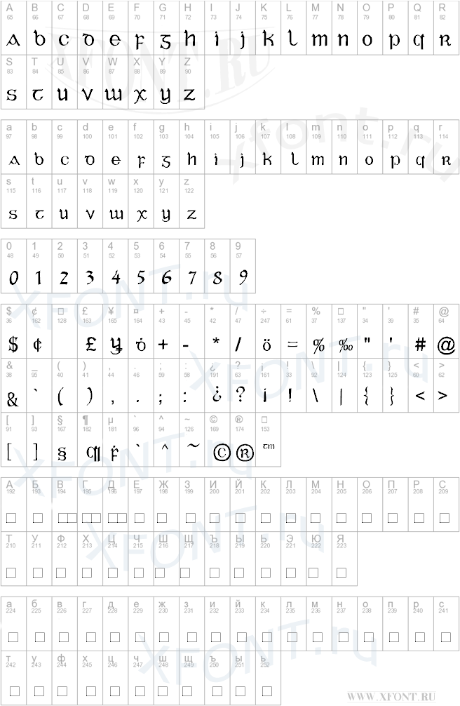 Celtic Gaelige Regular | XFont.ru - шрифты, скачать шрифт бесплатно