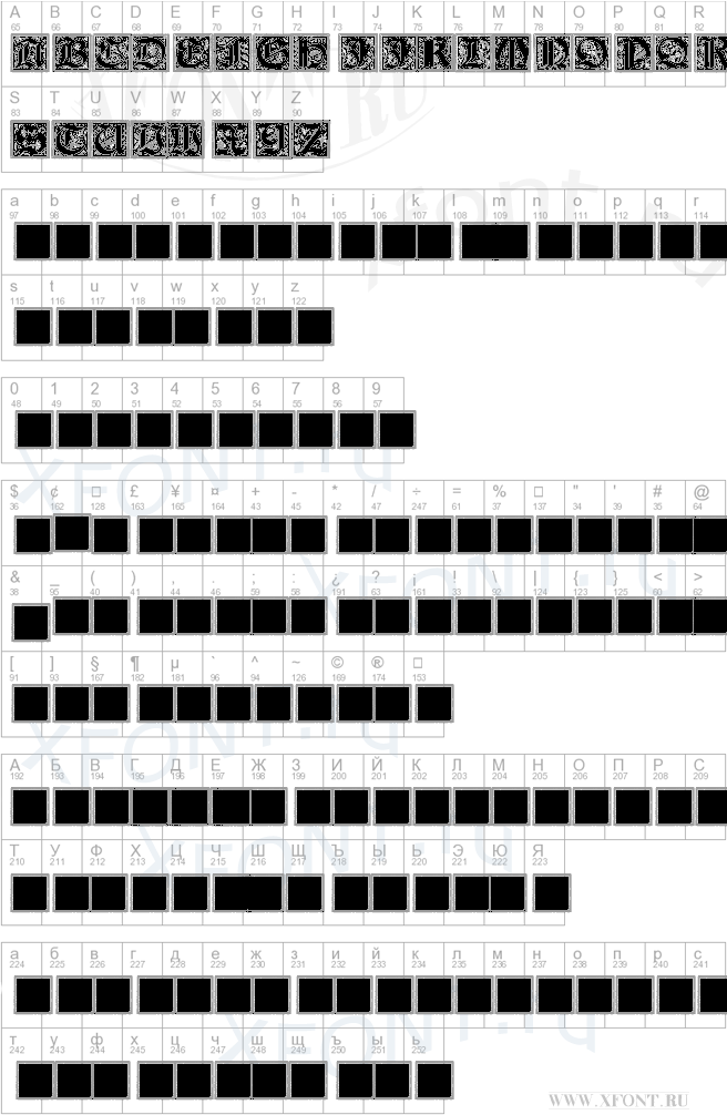 Camelot_Initials | XFont.ru - шрифты, скачать шрифт бесплатно