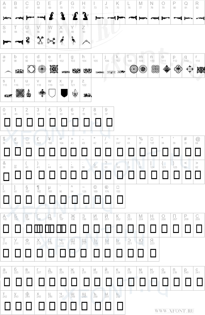 Medieval Dingbats | XFont.ru - шрифты, скачать шрифт бесплатно
