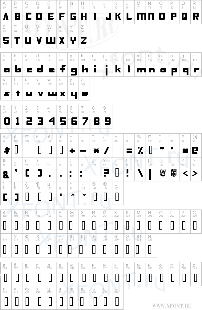 Transformers Solid Normal | XFont.ru - шрифты, скачать шрифт бесплатно