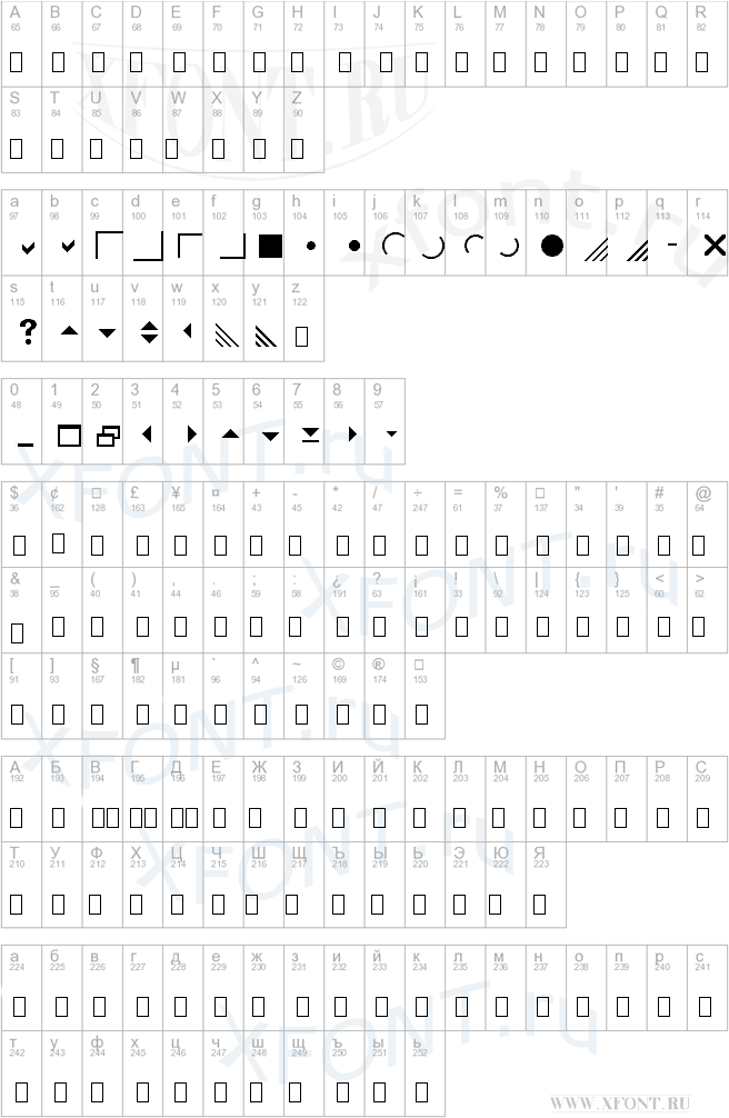 Marlett | XFont.ru - шрифты, скачать шрифт бесплатно